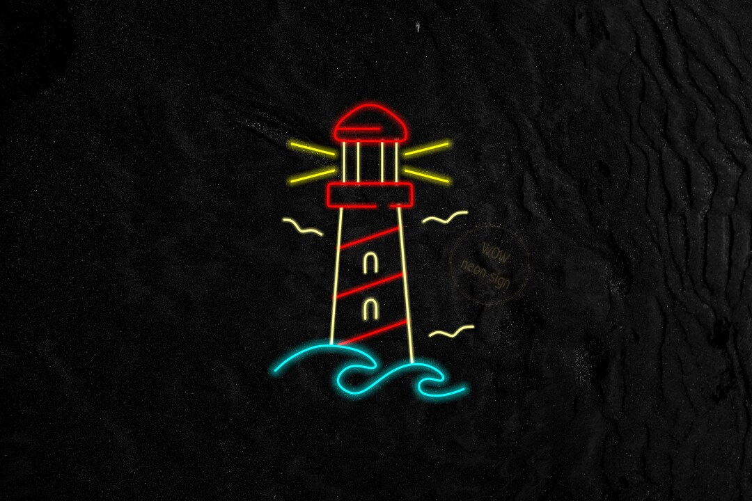 Nautical Lighthouse Neon Sign, Neon Lighthouse Sign, LED Neon ...