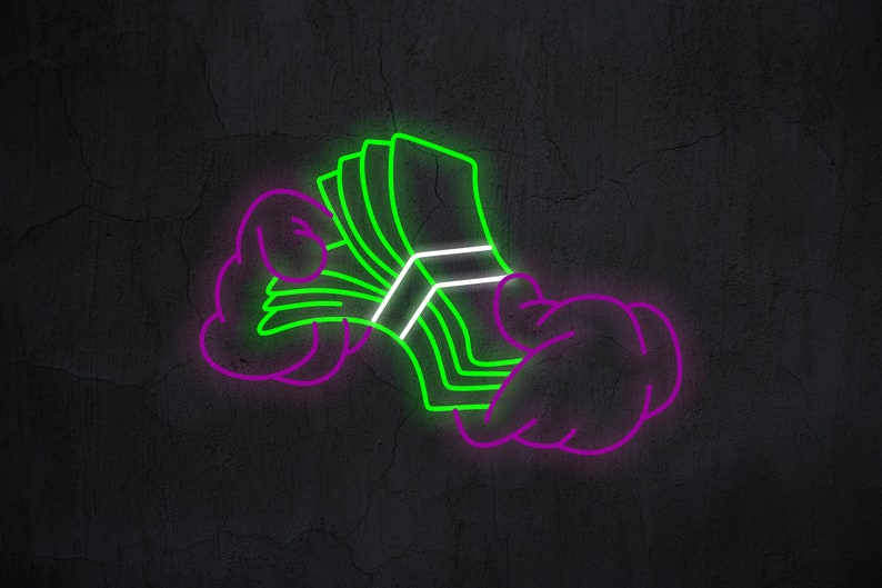 Hand Holding Money LED Neon Sign, Finance Decor - Etsy