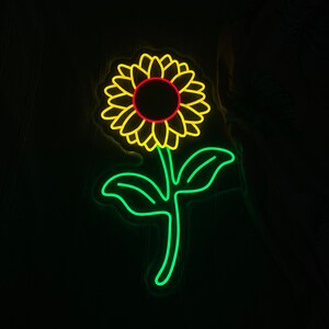 Sunflower Neon Sign, Plant Light Sign, Sunflower Wall Decor, Sunflower ...