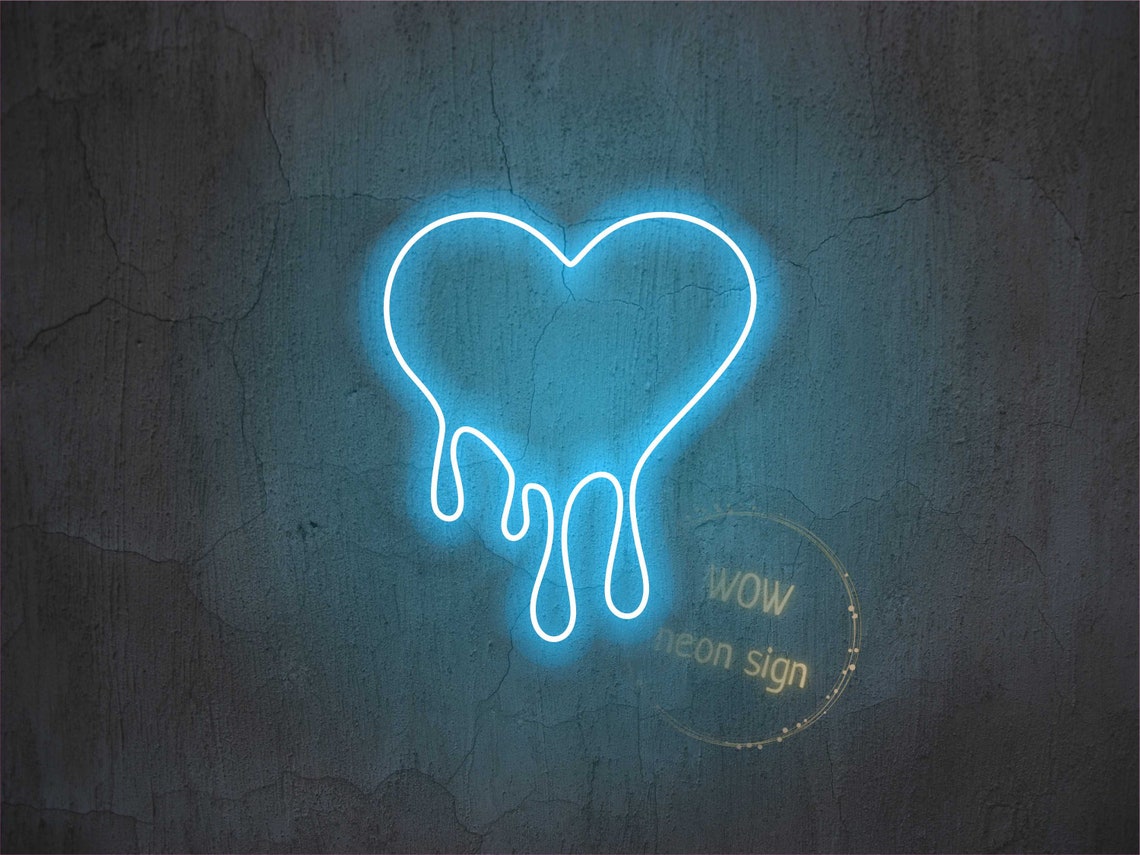 Dripping Heart LED Neon Sign, Custom Wall Decor - Etsy