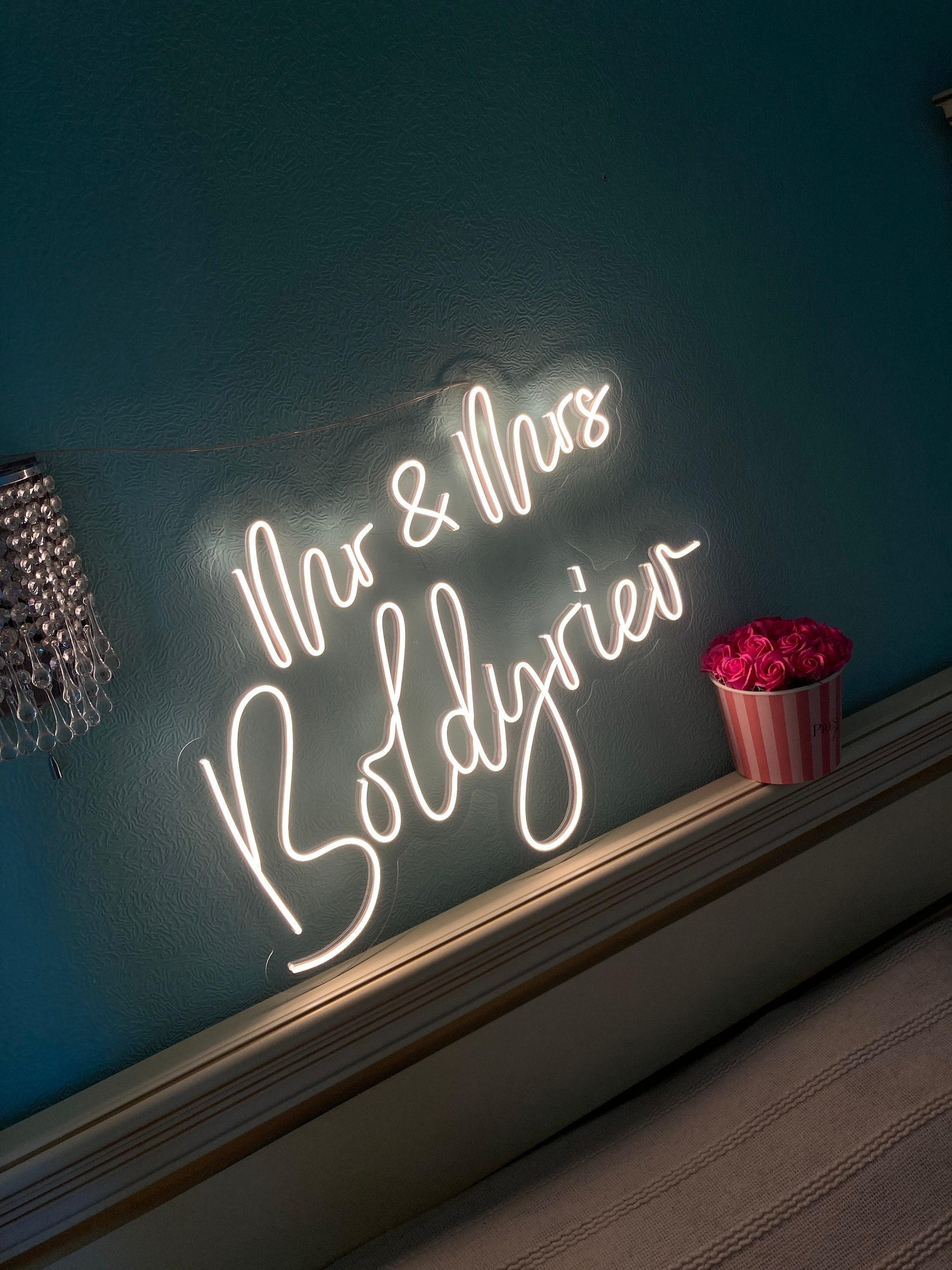 Custom Family Name Neon Sign for Wedding, Custom Last Name Neon Sign ...