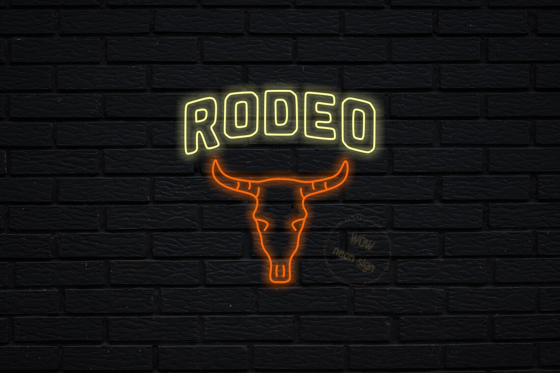 Rodeo Bull Skull LED Neon Sign, Western Decor - Etsy