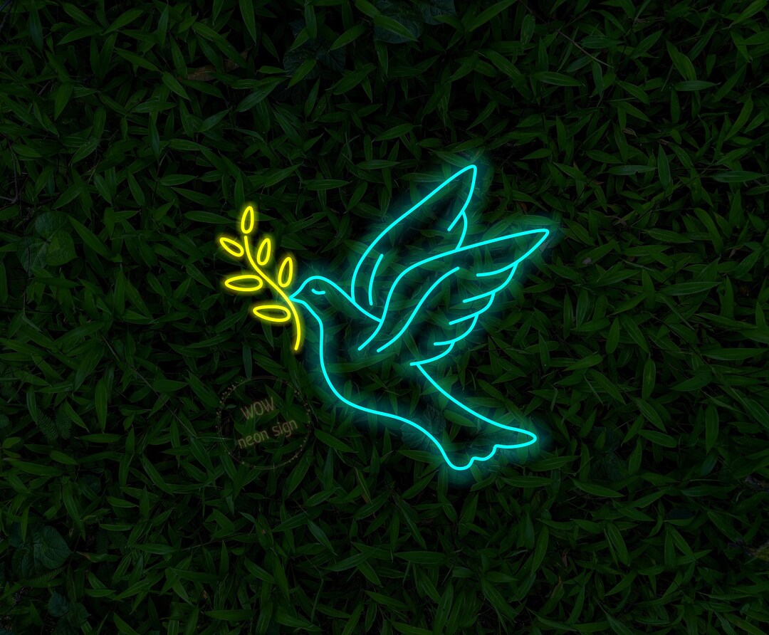 Dove Holding an Olive Branch Led Neon Sign Dove of Peace Led - Etsy