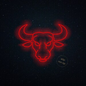 Bull Skull Neon Sign, Bull Horns Neon Sign, Bull Neon Light, Bull Horns ...