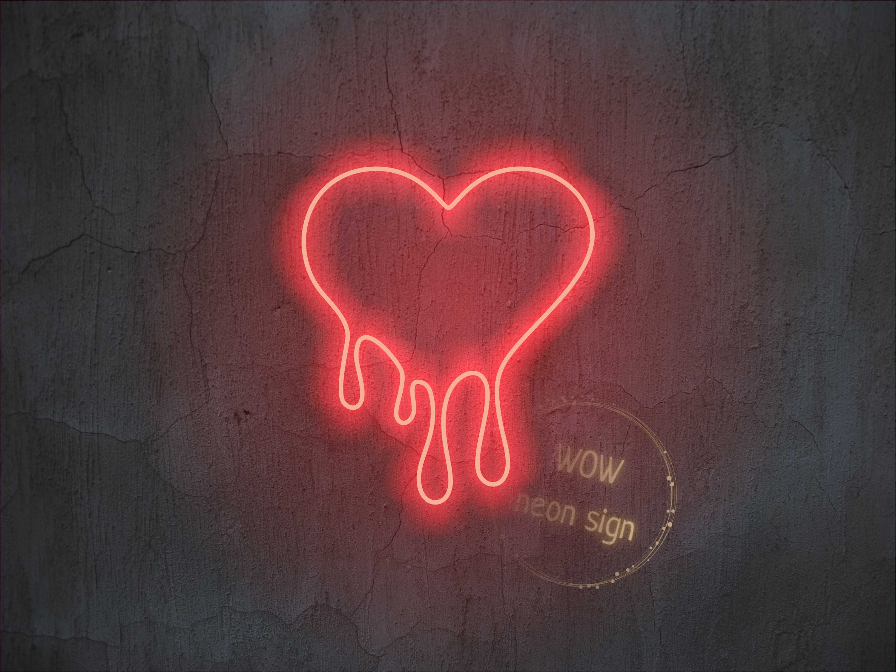 Dripping Heart LED Neon Sign, Custom Wall Decor - Etsy