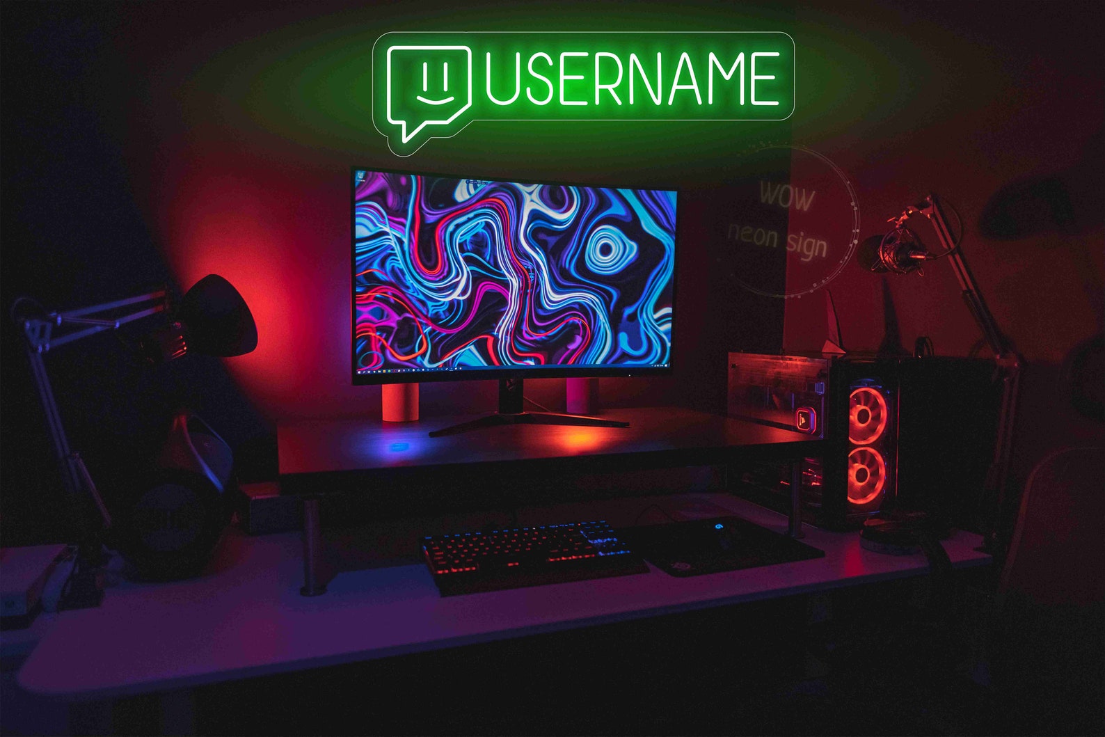 Custom Twitch Username Neon Sign: Gamer Room Decor - Etsy