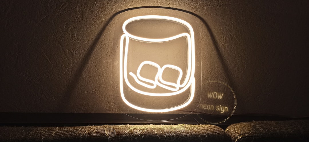 Whisky Glass, Neon Sign Decor, Whiskey Tumbler, Man Cave Gift, Home Bar ...
