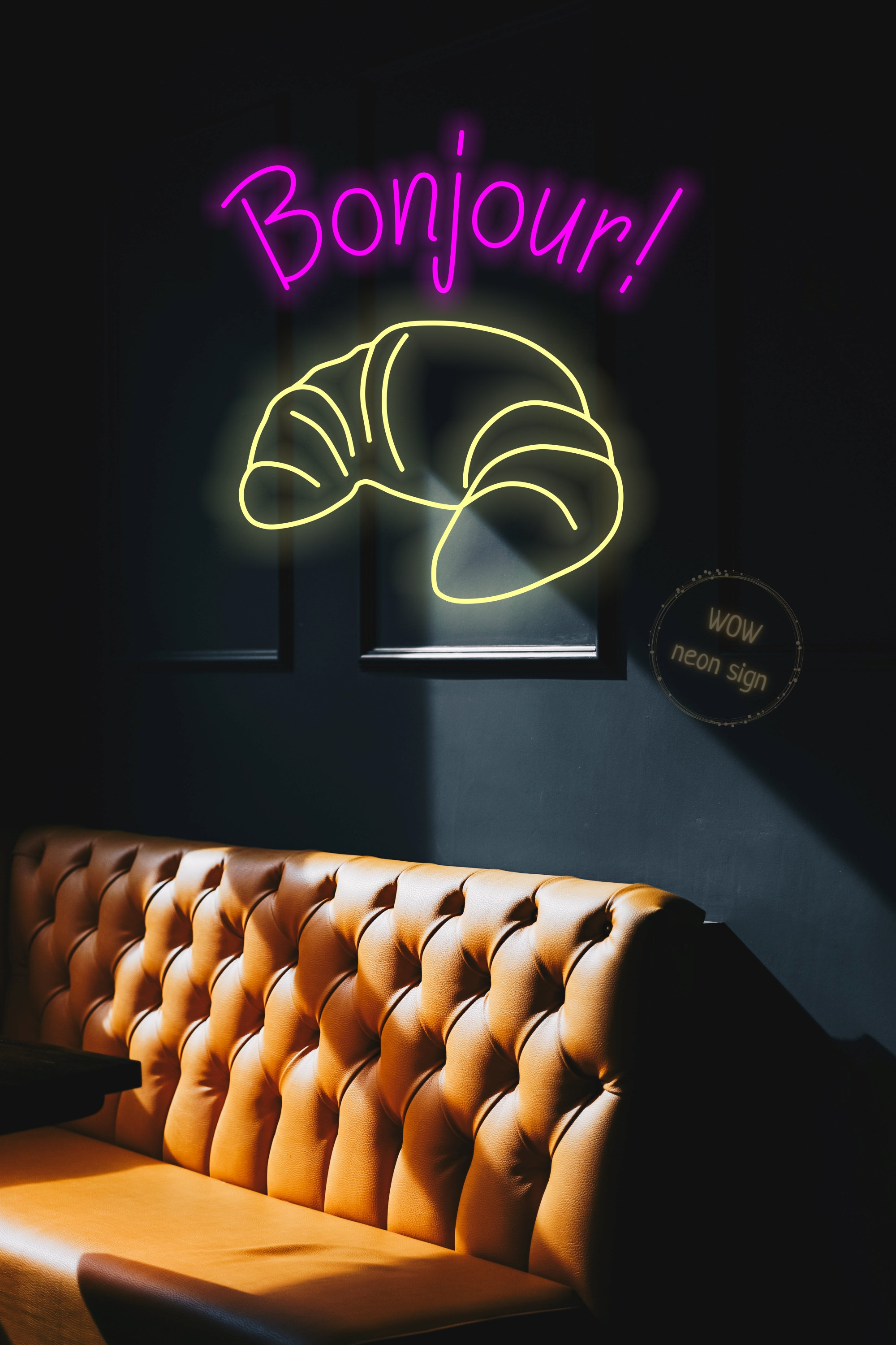 Croissant Neon Sign, Bakery Neon Sign, Croissant Hanging Wall Sign ...