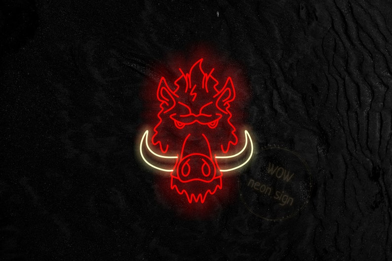 Wild Boar Led Neon Sign, Boar Led Neon Light, Angry Wild Boar Neon Sign ...