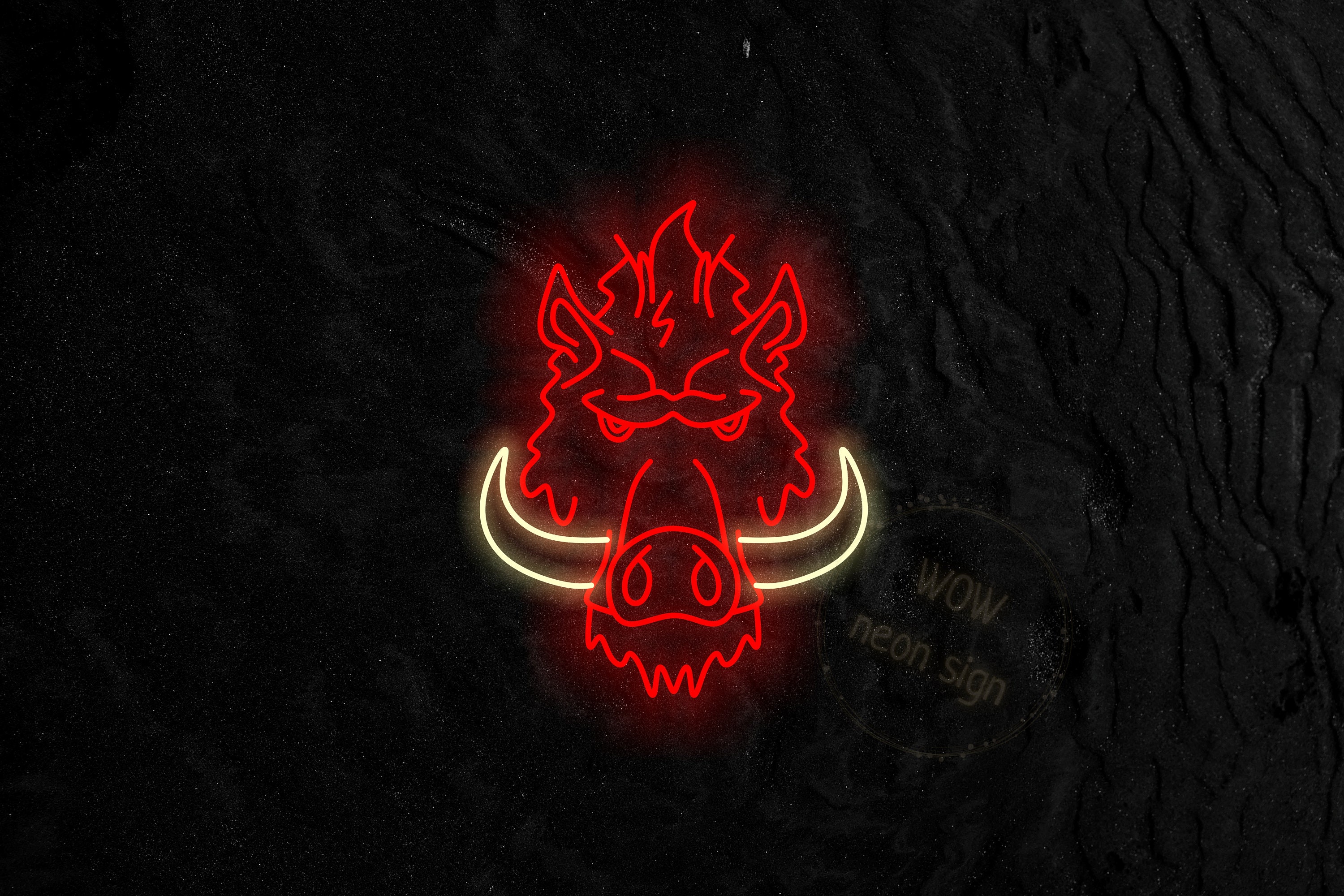 Wild Boar Led Neon Sign, Boar Led Neon Light, Angry Wild Boar Neon Sign ...