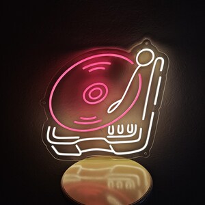 Record Player Neon Sign, Vinyl Neon Sign, Retro Vinyl Wall Mount, Music ...