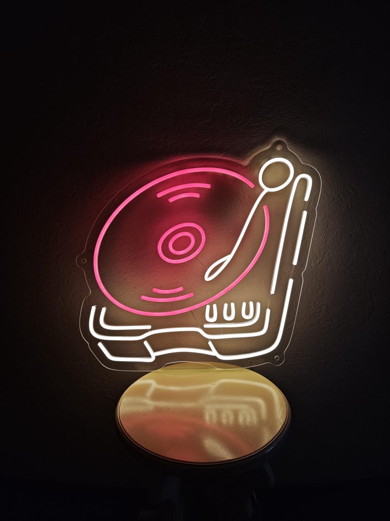 Retro Vinyl Record Player Neon Sign, Music Room Decor - Etsy