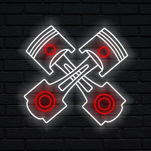 Piston LED Neon Sign, Car Mechanic Decoration, Neon Piston Sign ...