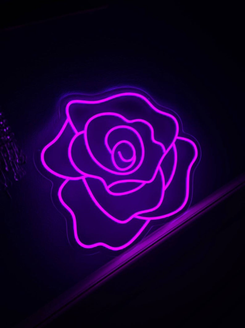 Rose Flower Neon Sign, Custom Neon Rose, Rose Neon Light Lamp, Red Neon ...