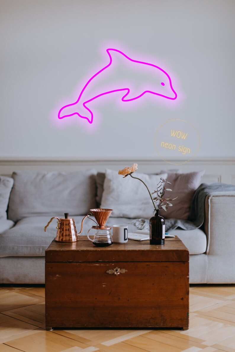Dolphin Neon Sign, Animal Light up Sign, Dolphin Lover Gift, Beach ...