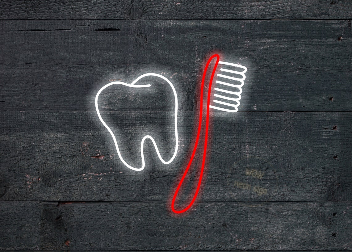 Toothbrush and Teeth Neon Sign Teeth Neon Light Dental - Etsy