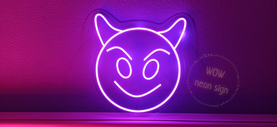 Devil Horns Neon Sign, Demon Horns Led Sign, Demon Skull Wall Sign ...