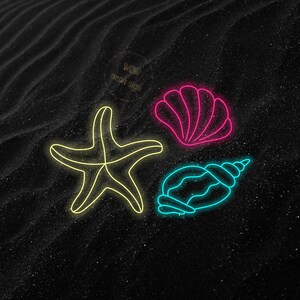 Sea Life LED Neon Sign, Starfish Seashell Decor - Etsy