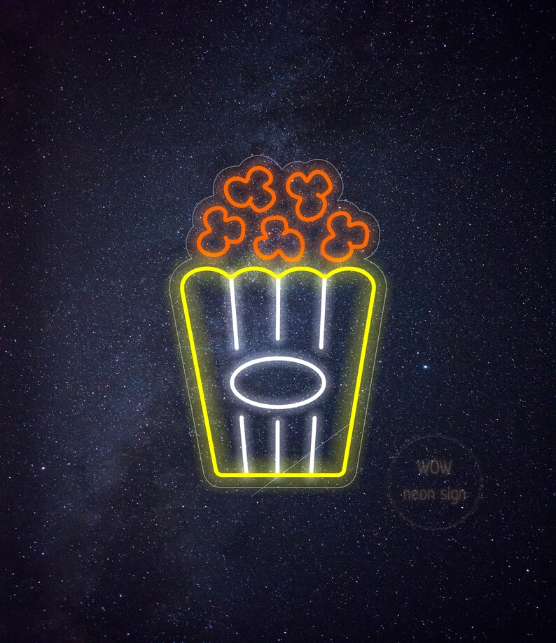 Popcorn Neon Sign Popcorn Bucket Neon Light Cinema Theater - Etsy