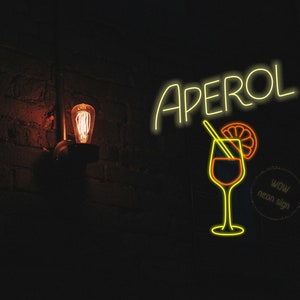 Spritz With Wineglass Led Neon Sign, Aperol Spritz Neon Sign, Cocktail ...