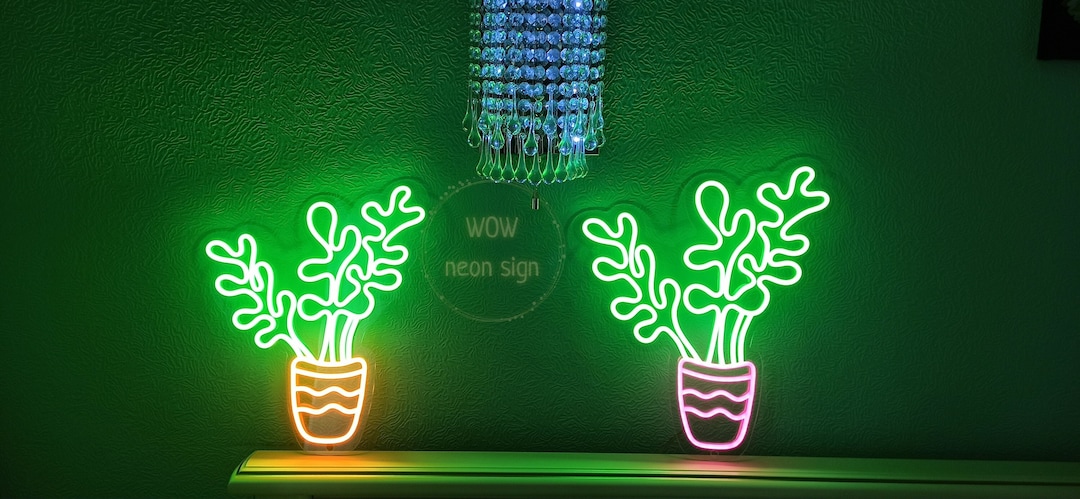 Green Leaf Neon Sign, Tropical Plant Neon Light, Leaf Neon Decoration ...