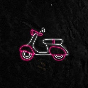 Retro Scooter Led Neon Sign, Scooter Motorcycle Neon Sign, Motorcycle ...