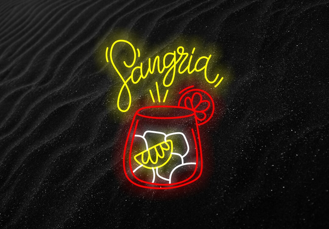 Sangria Glass Neon Sign, Cocktail Bar Sign, LED Neon Sangria Display ...