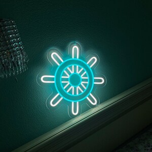 Helm Led Neon Sign, Nautical Blue Helm Neon Sign, Boat Helm Neon Sign ...