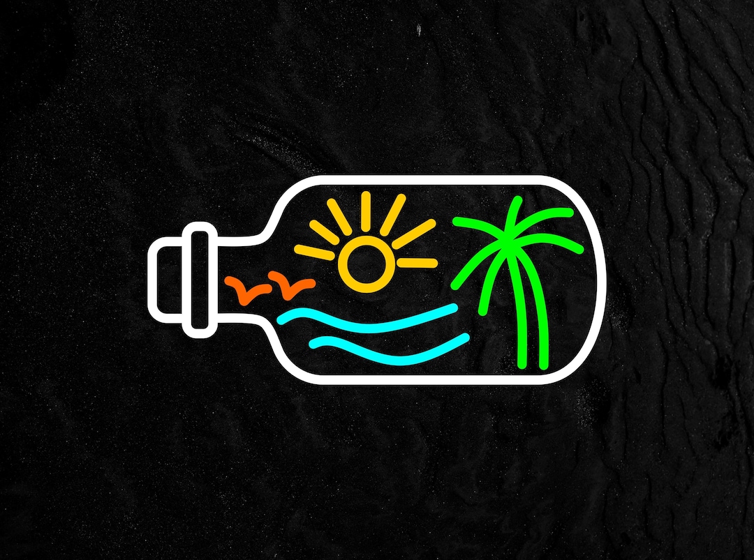 Bottle With Beach View LED Neon Sign, Beach View LED Neon Lamp, LED ...