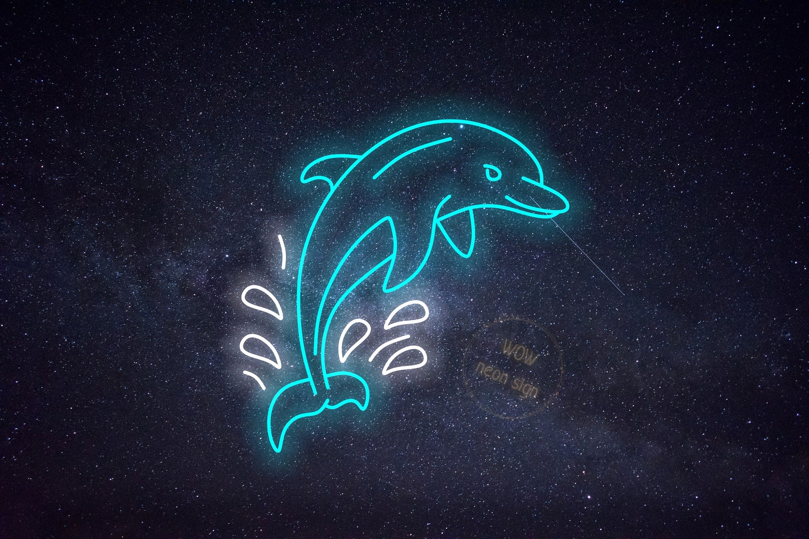 Dolphin Jumping Neon Sign, Dolphin Jumping LED Light Sign, Underwater ...