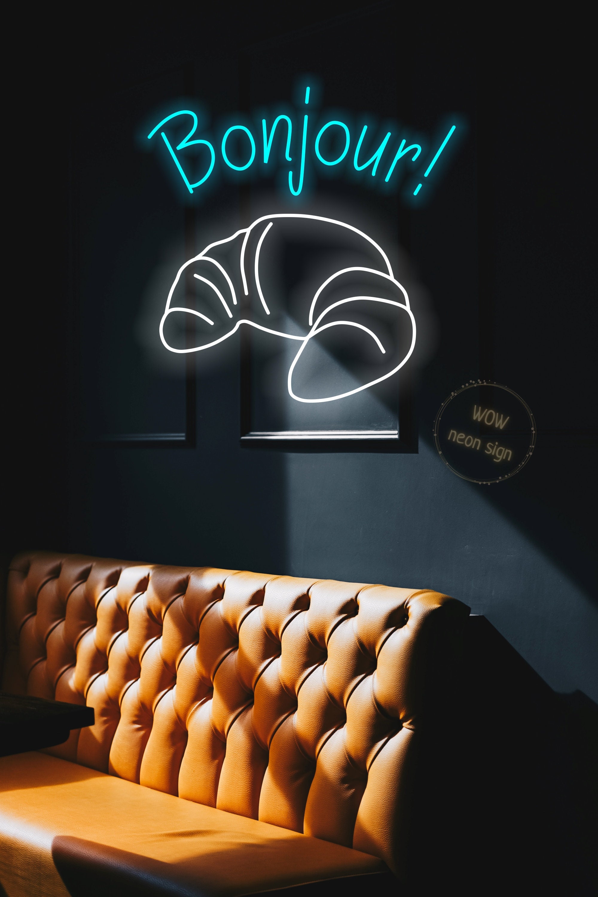 Croissant Neon Sign, Bakery Neon Sign, Croissant Hanging Wall Sign ...