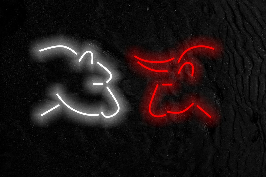 Bull Vs Bear Neon Sign, Bear and Bull Neon Sign Lamp, Stock Market Neon ...