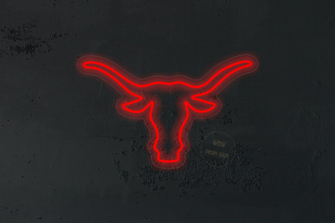Longhorn Bull Neon Sign, Texas Longhorn Light Sign, Longhorn Head Skull ...
