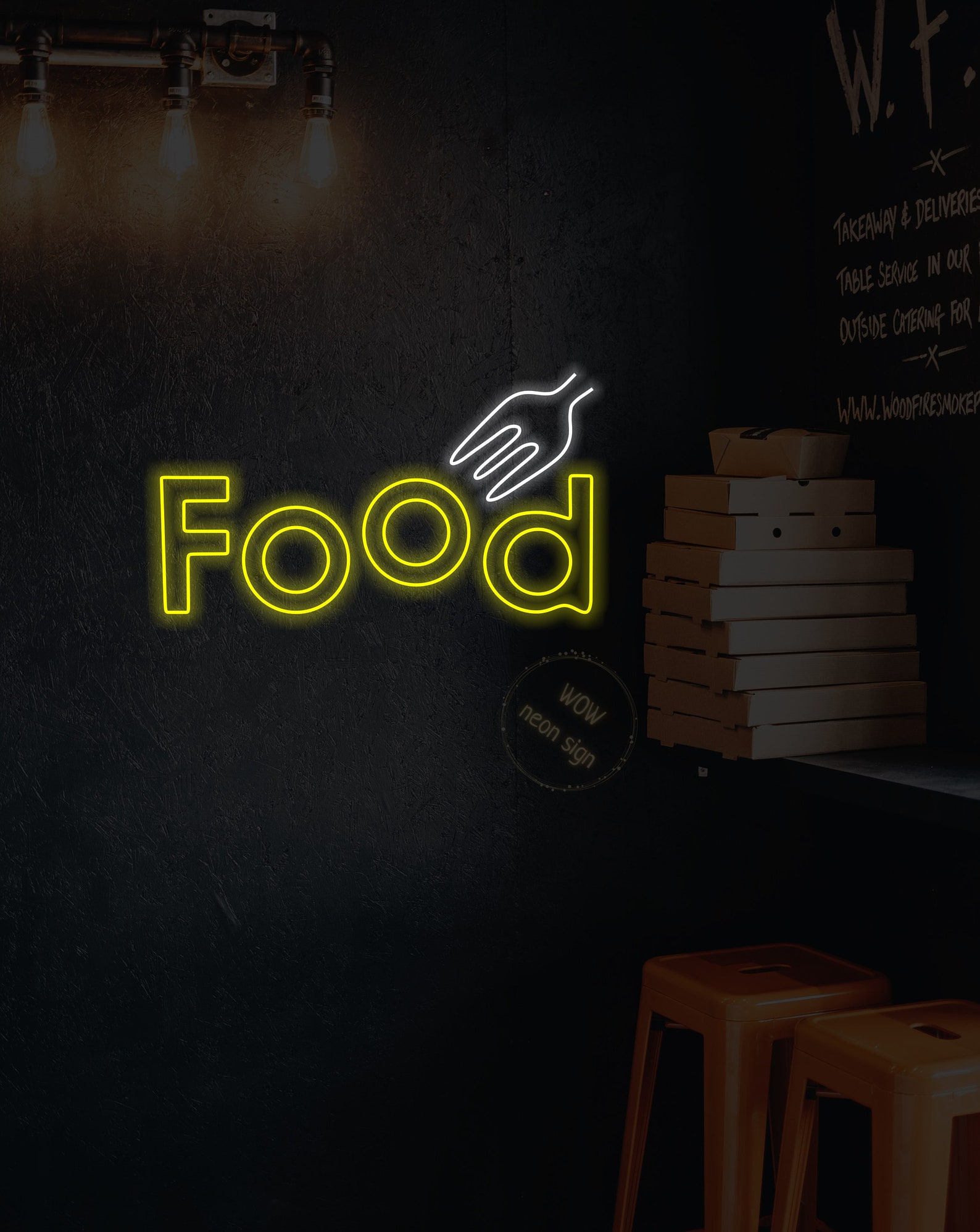 Food and Fork Neon Sign, Food Neon Sign, Food Neon Sign for Restaurant ...