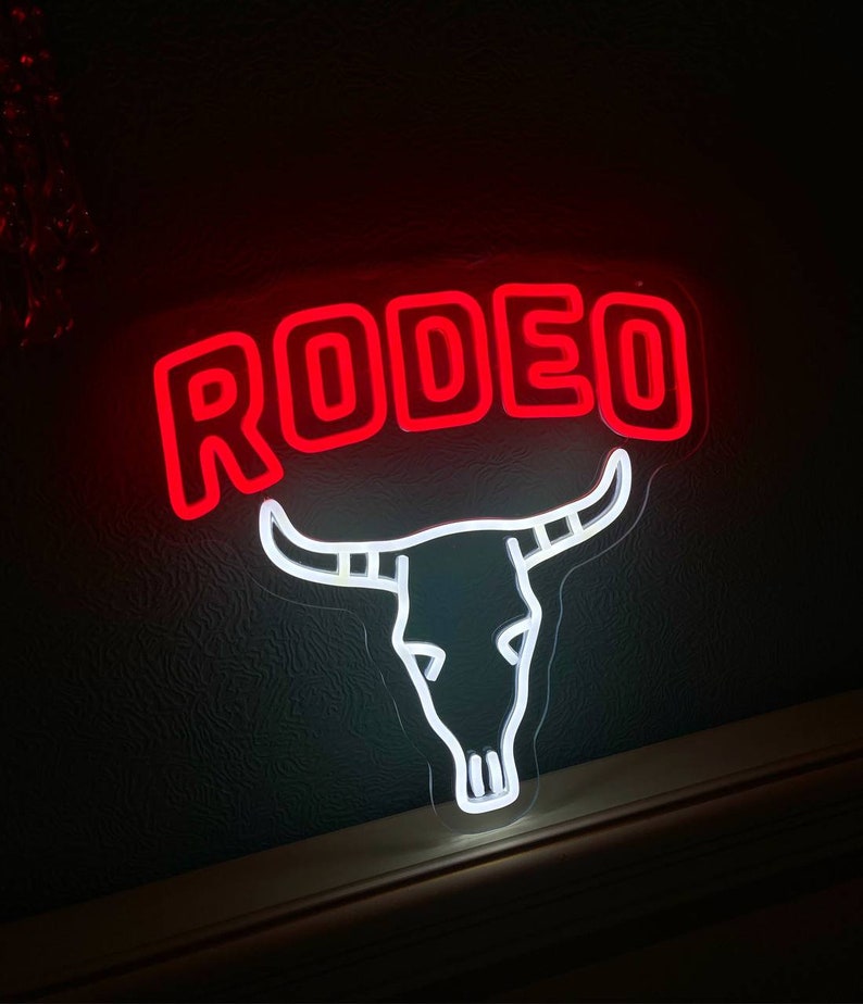 Rodeo Bull Skull LED Neon Sign, Western Decor - Etsy