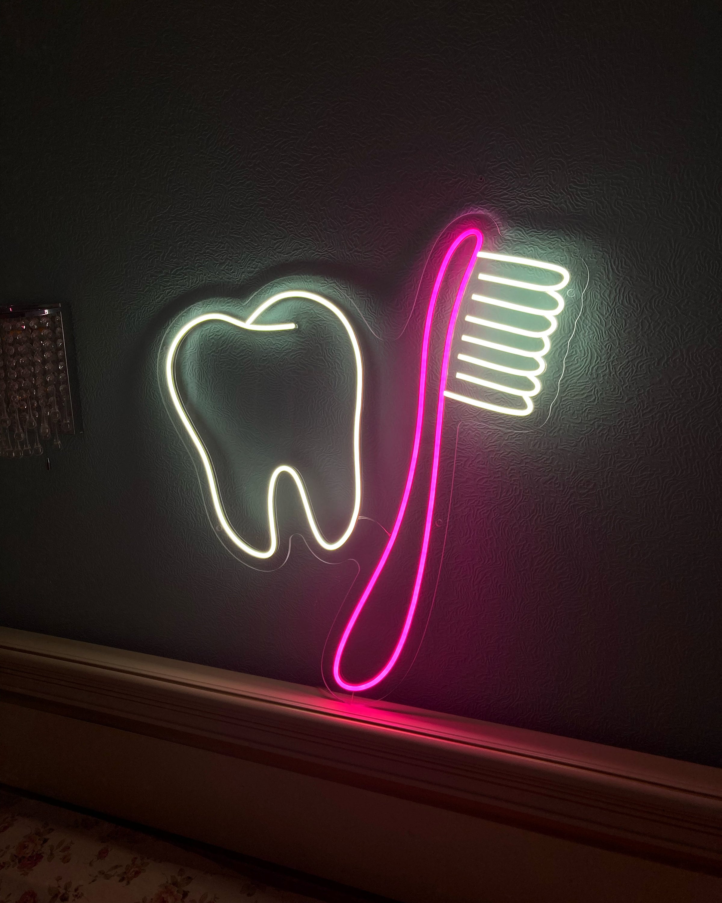 Toothbrush and Teeth Neon Sign, Teeth Neon Light, Dental Office Wall ...