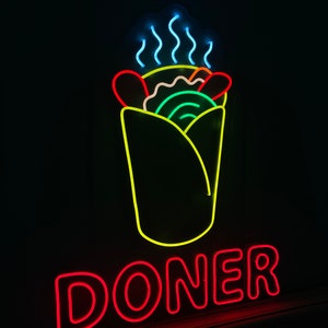Doner Kebab Neon Sign, Doner Kebab Light Up, Barbeque Light up Sign ...