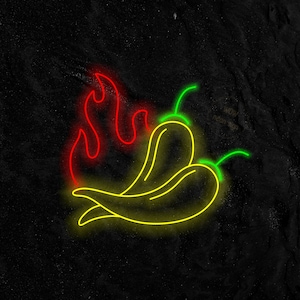 Fire Pepper Neon Sign, Red Chili Pepper Neon Sign, Fire Spicy Pepper ...