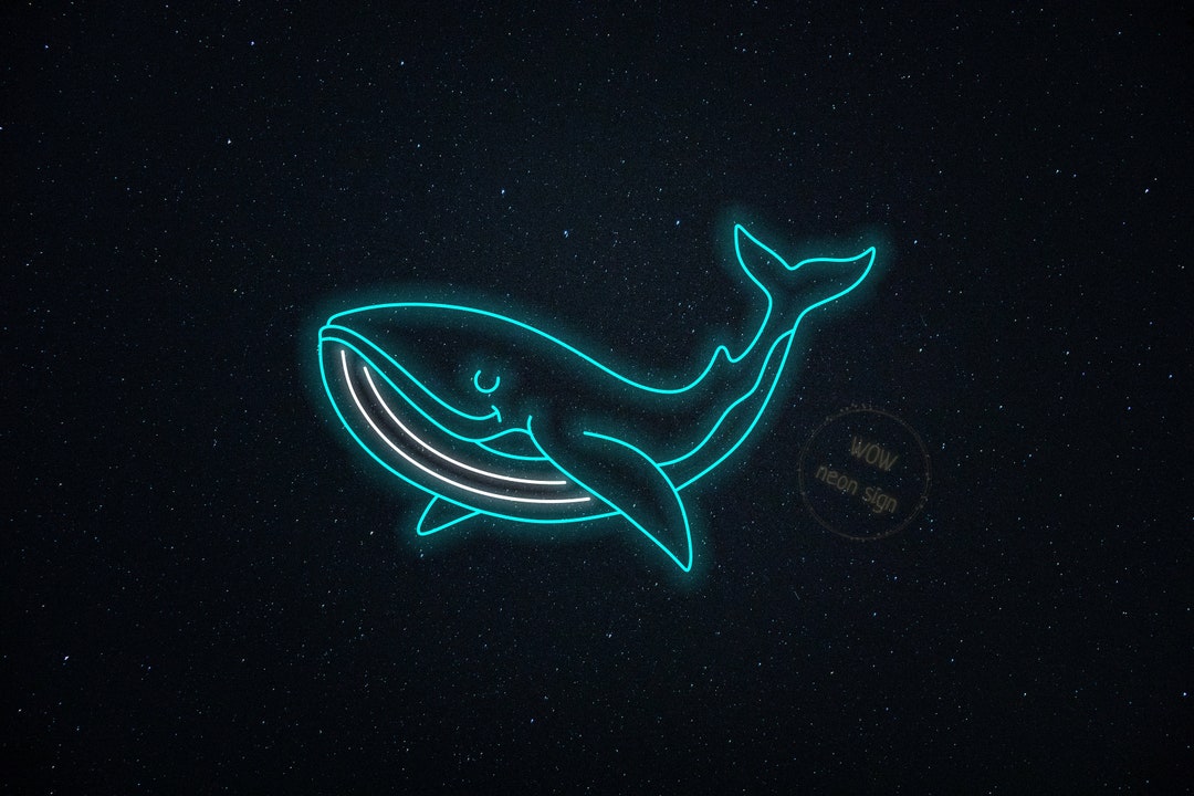 Whale Led Neon Sign, Whale Led Decor Sign, Nautical Neon Decor, Ocean ...