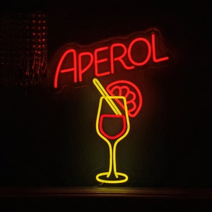 Spritz With Wineglass Led Neon Sign, Aperol Spritz Neon Sign, Cocktail ...