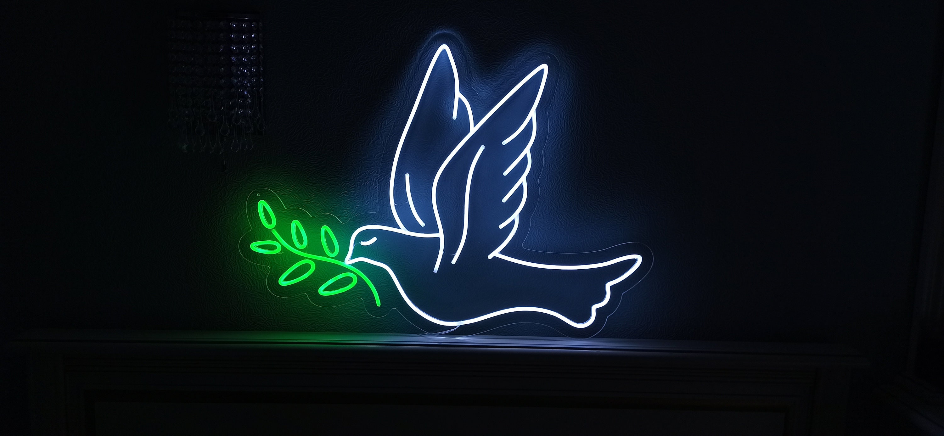 Dove Holding an Olive Branch Led Neon Sign, Dove of Peace Led Neon ...