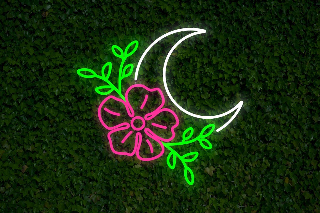 LED Sakura and Moon Neon Sign, Moon and Cherry Blossom Decor, Cherry ...