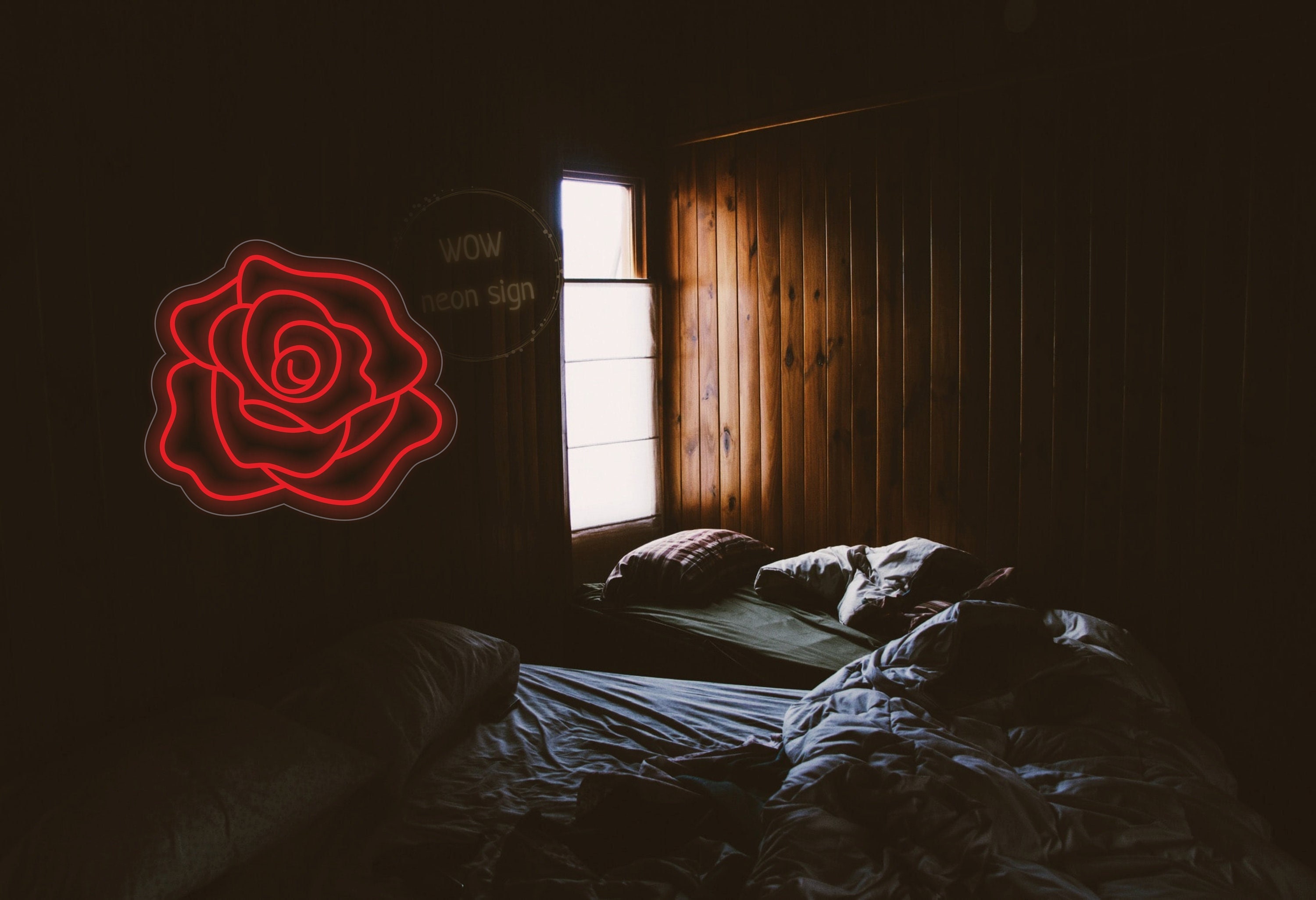 Rose Flower Neon Sign, Custom Neon Rose, Rose Neon Light Lamp, Red Neon ...