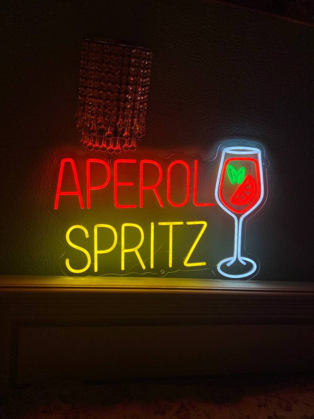 Aperol Spritz With Glass Neon Sign, Cocktail Aperol Led Neon, Drinking ...