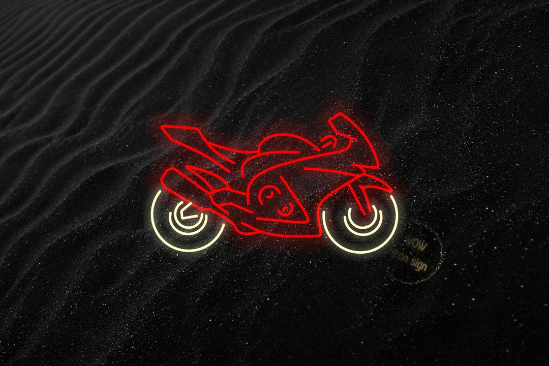 Red Sportbike Neon Sign, Motorcycle Neon Sign, Speed Motorcycle Neon ...