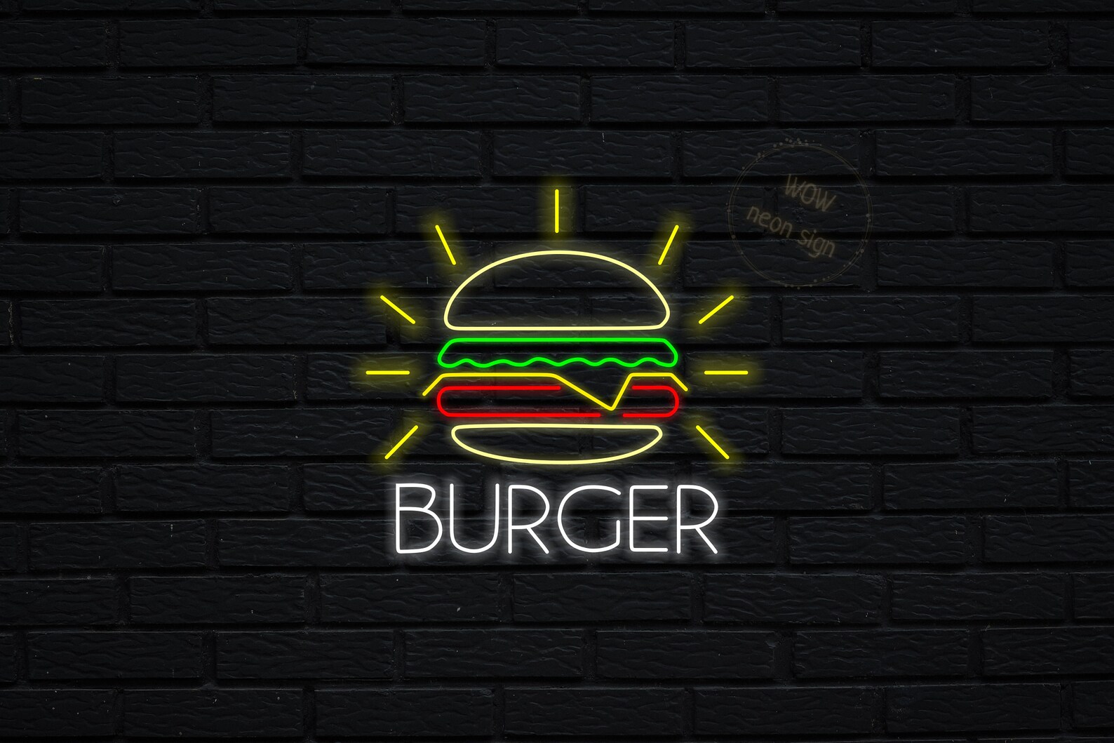 Neon Burger Sign, Double Cheeseburger LED Light, Wall Decor - Etsy