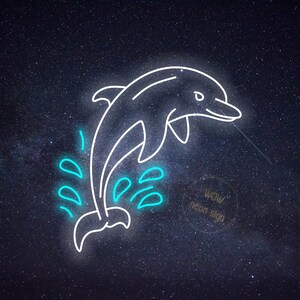 Dolphin Jumping Neon Sign, Dolphin Jumping LED Light Sign, Underwater ...