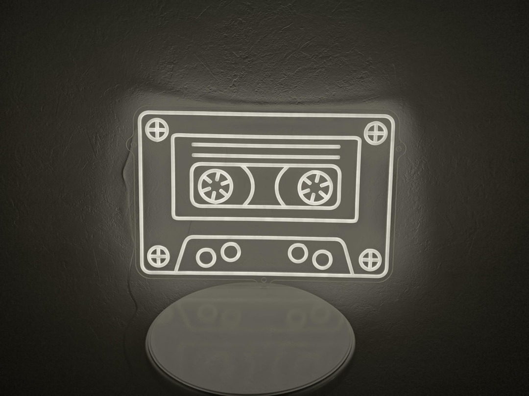 Retro Cassette Neon Sign, Vintage Cassette Tape Neon Sign Light, Music ...