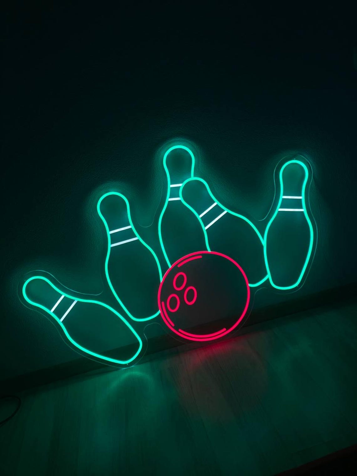 Bowling Ball and Pins Neon Sign, Bowling Alley Decor - Etsy