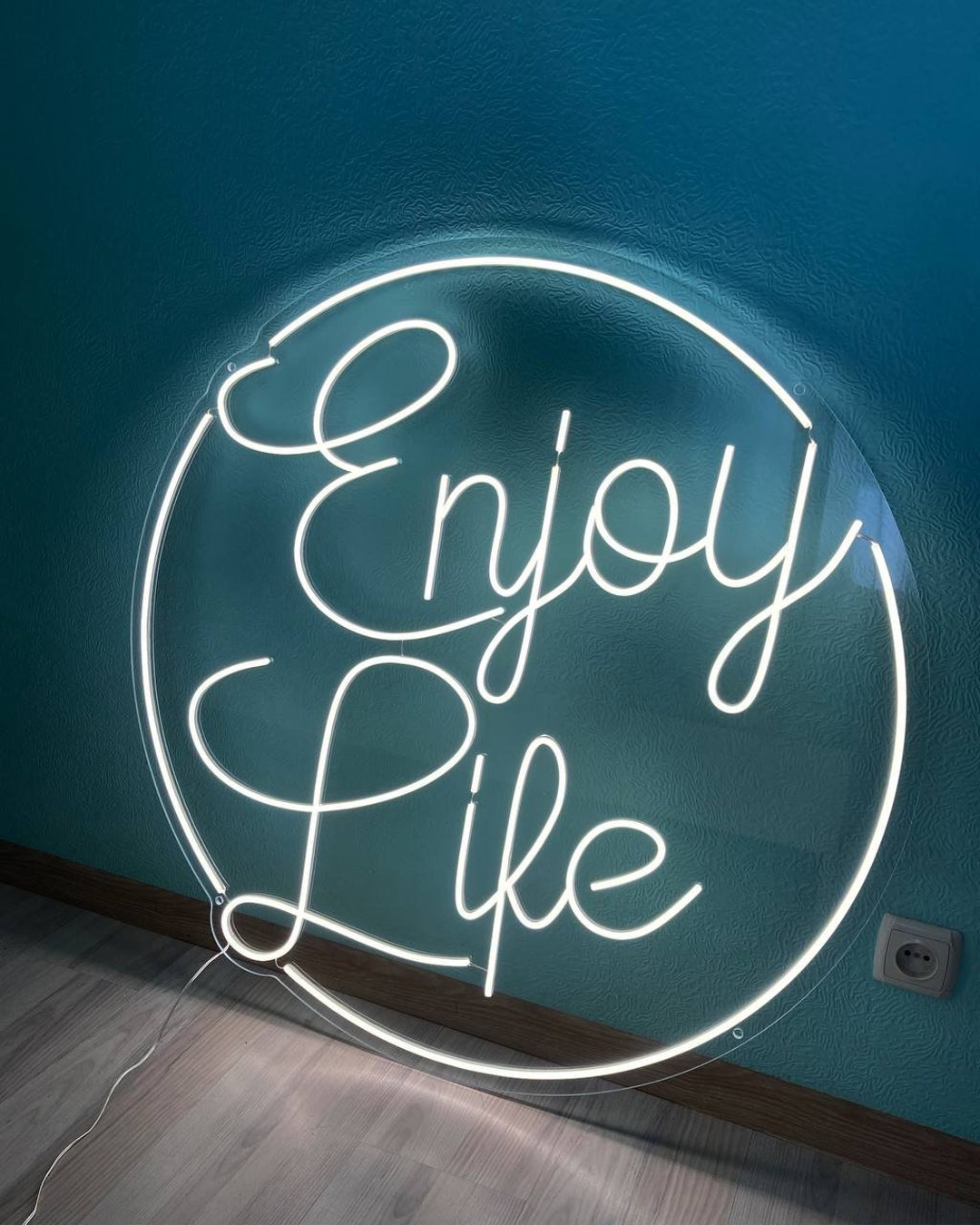 Enjoy Life LED Neon Sign: Custom Round Neon Light - Etsy